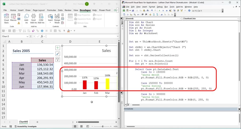 Grafik Excel: Warna Bar Otomatis Sesuai Nilai | Kursus Excel Online ...